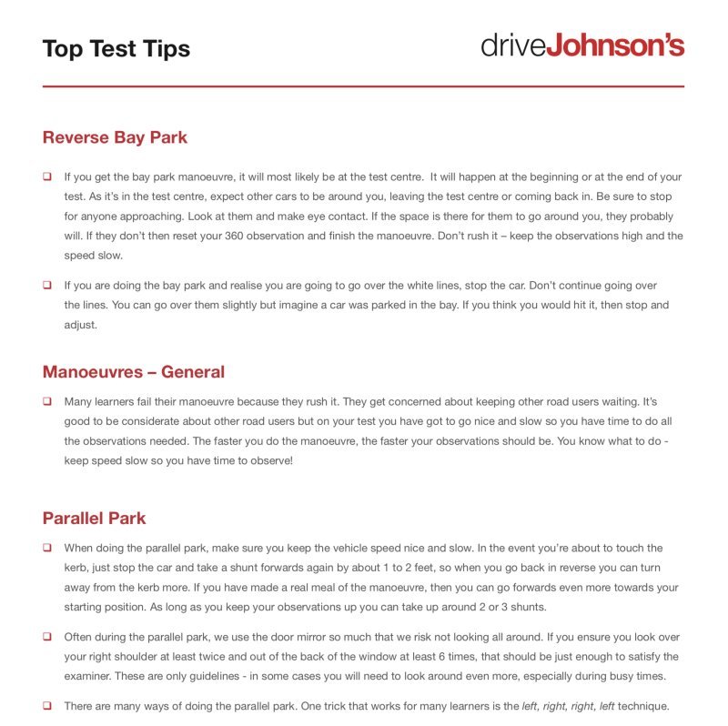 50+ Essential Tips To Help You Pass E-Book - driveJohnson's